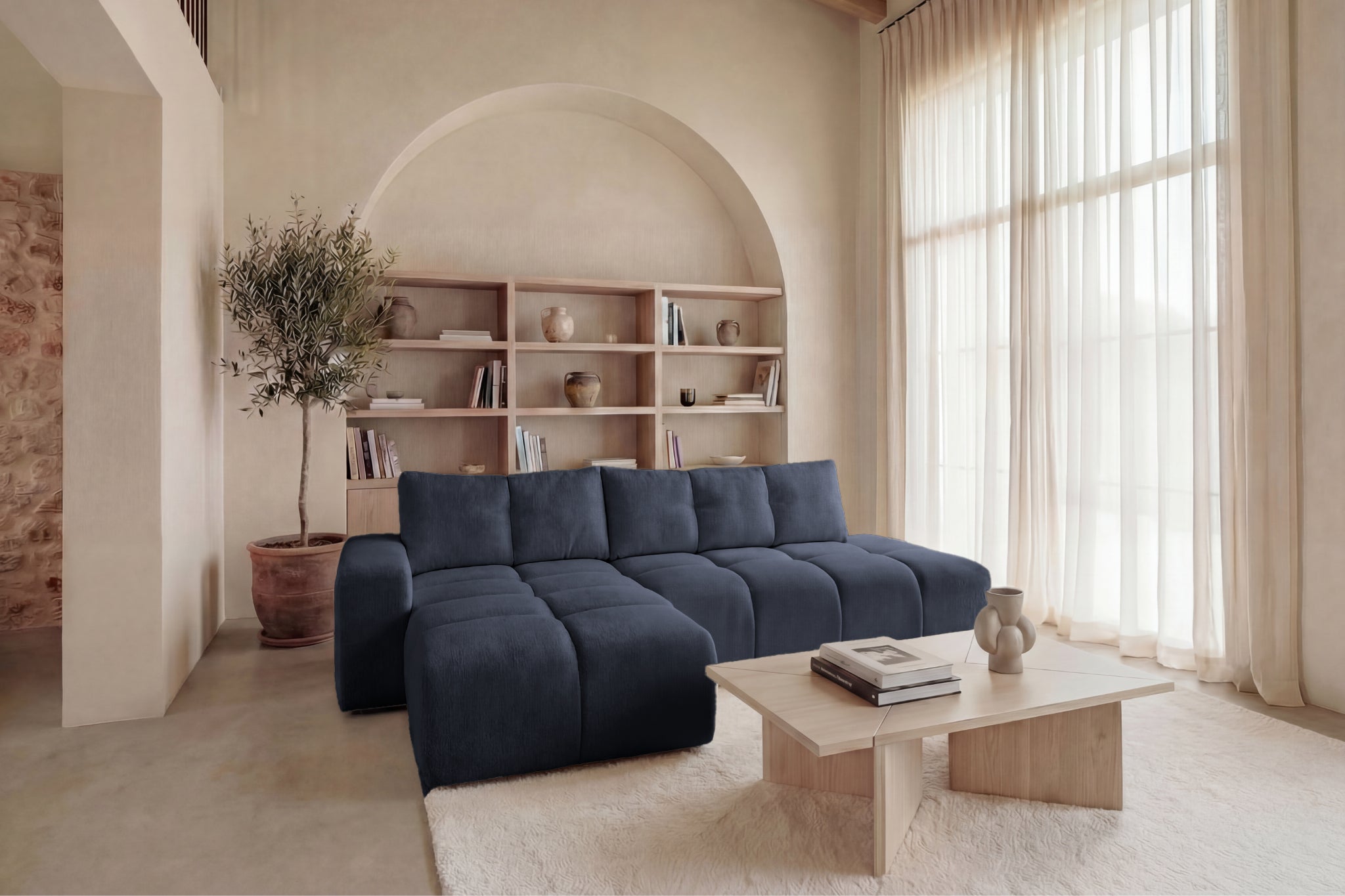Canapé d'angle convertible tissu chenille Casanova Paris Constance Angle